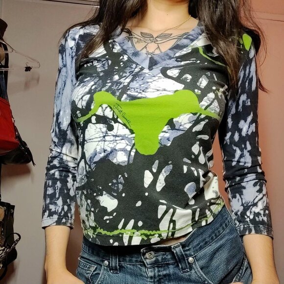 Just Cavalli | Tops | Vintage Y2k Roberto Cavalli Paint Splatter Art ...